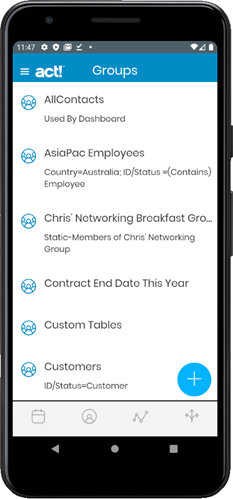 How do I view create and edit Groups in Act! Companion?