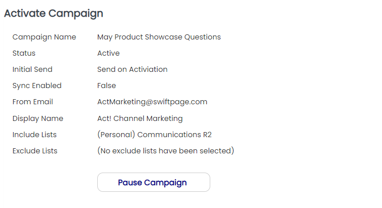 Creating a new email campaign in Act! Marketing Automation