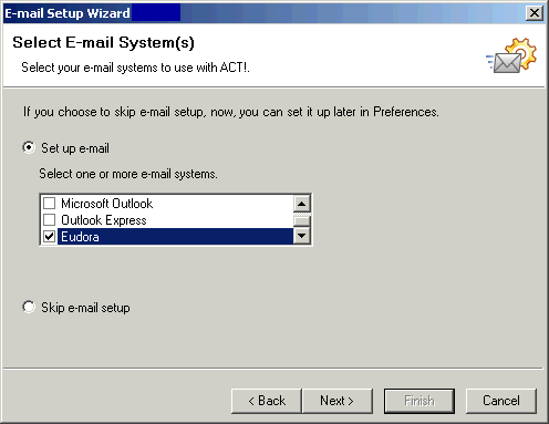 How To Configure Eudora® as your E-mail Client in ACT!