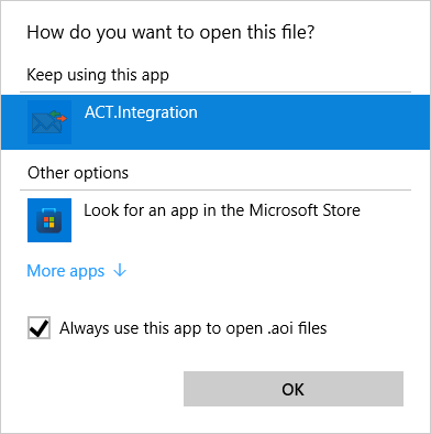 How to Associate .aoi files for Act! Premium (access via web) Contact and Calendar Integration ...