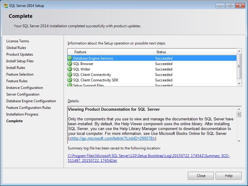 How to manually create the Microsoft SQL Server 2014 ACT7 Instance