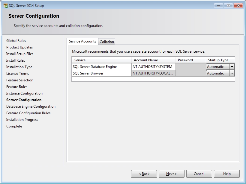 How to manually create the Microsoft SQL Server 2014 ACT7 Instance
