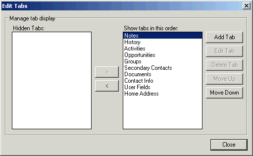 How To Arrange The Tabs In The ACT! Database In Multiple Lines And ...