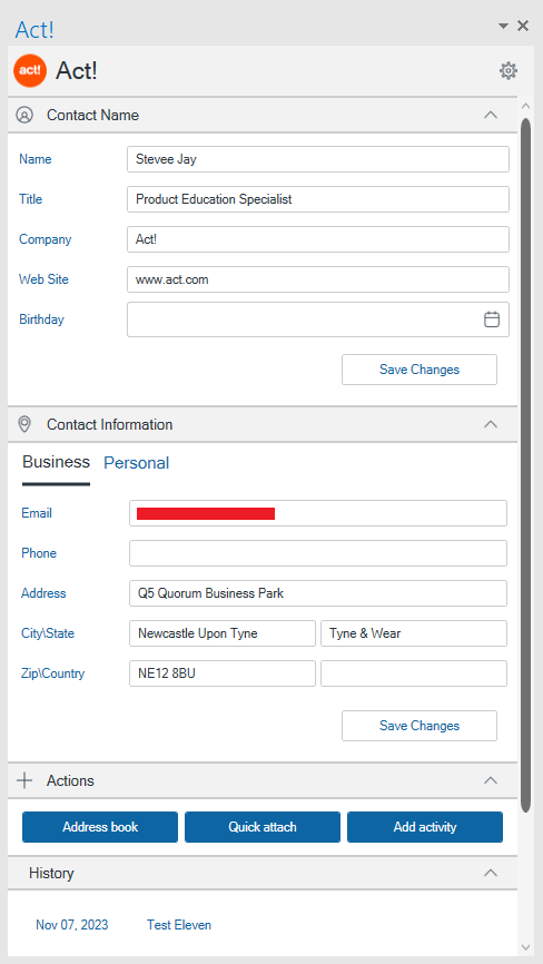 How to Set Up and Use the Act! Sidebar for Outlook in Act! Premium Desktop