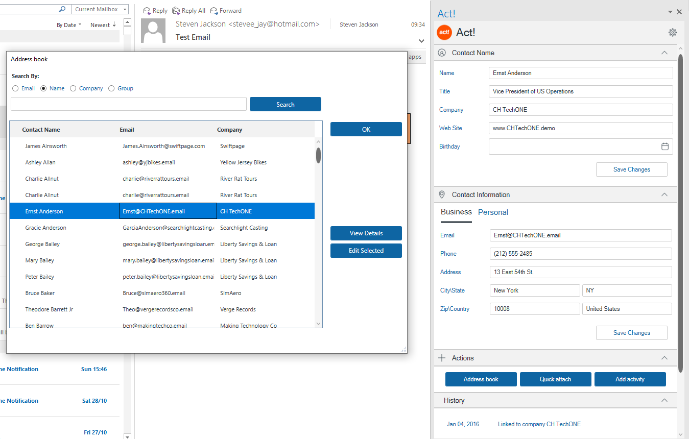 How to Set Up and Use the Act! Sidebar for Outlook in Act! Premium Desktop