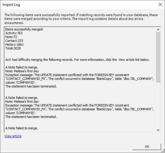 How to Read the Import Logs in Act!