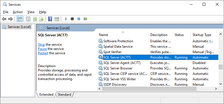 How to manually create the Microsoft SQL Server 2019 ACT7 Instance