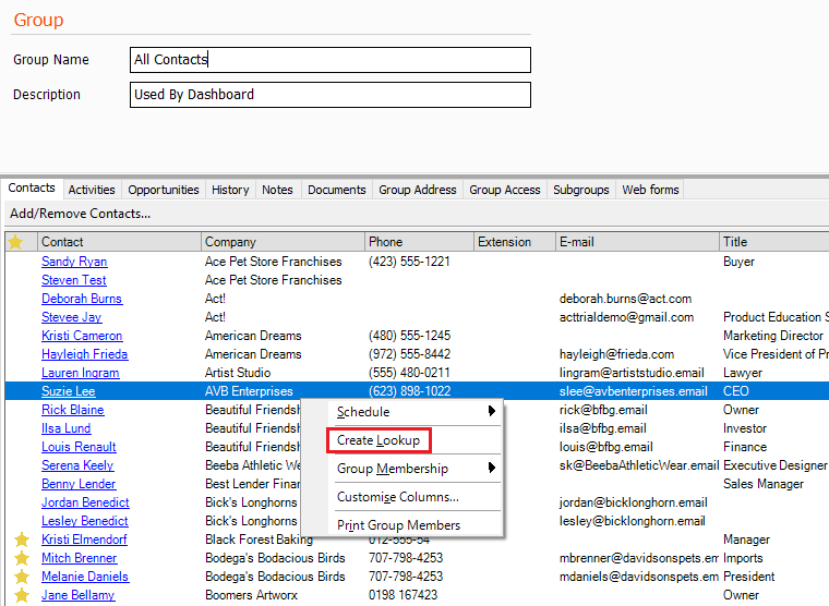 Advanced Lookup Features in Act!