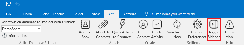How to Set Up and Use the Act! Sidebar for Outlook in Act! Premium Desktop