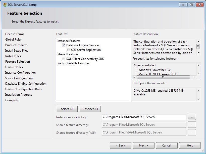 How to manually create the Microsoft SQL Server 2014 ACT7 Instance