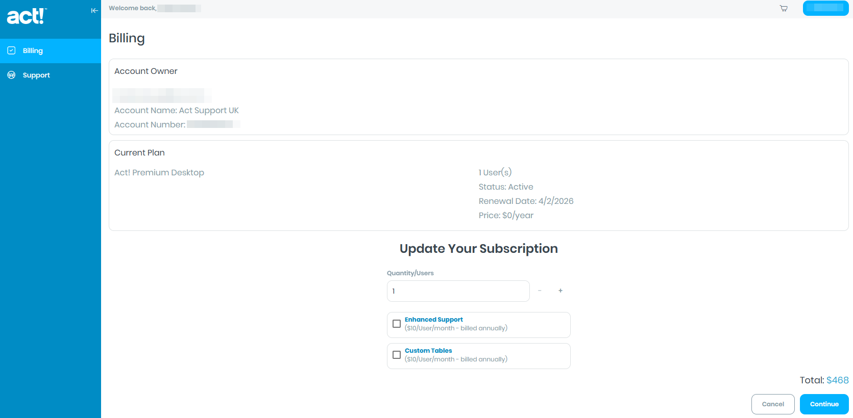How do I Manage my Act! Premium Subscription