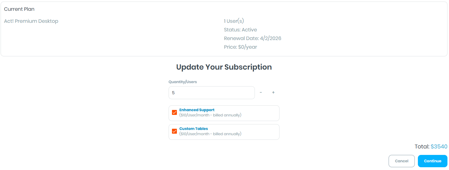 How do I Manage my Act! Premium Subscription